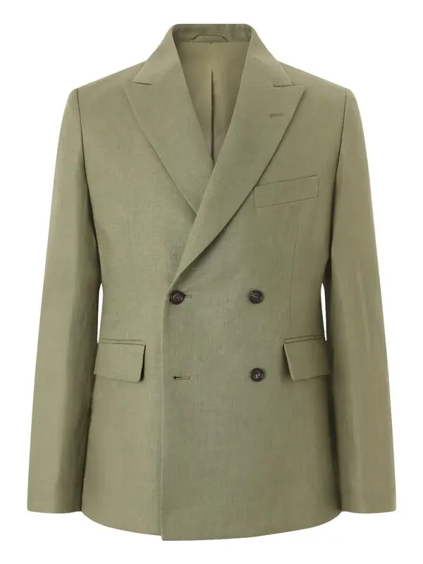 BODE Linen Double-breasted Blazer - Green