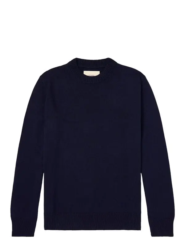Purdey Wool And Cotton-blend Crewneck Sweater - Blue
