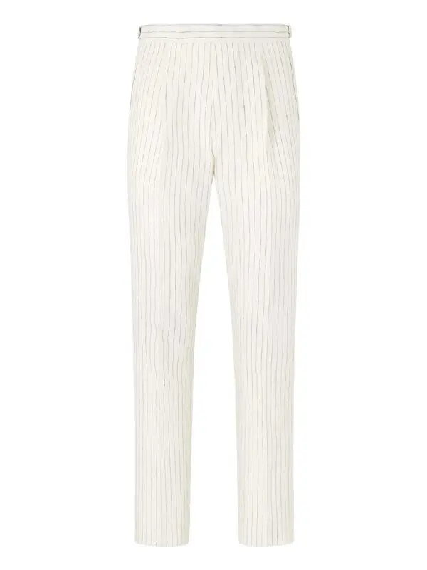 Mr P. Tapered Pleated Pinstriped Linen Suit Trousers - Neutrals