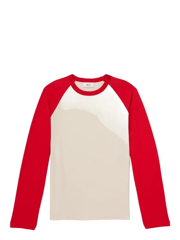 Nn07 Regie 3508 Two-tone Organic Cotton-jersey T-shirt - Red