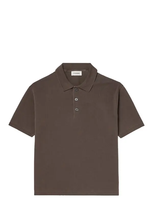 FRAME Cotton-piqué Polo Shirt - Brown