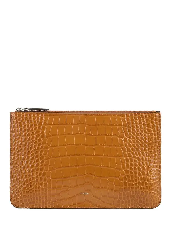 TOTEME Threefold Croco-embossed Clutch - Tangerine