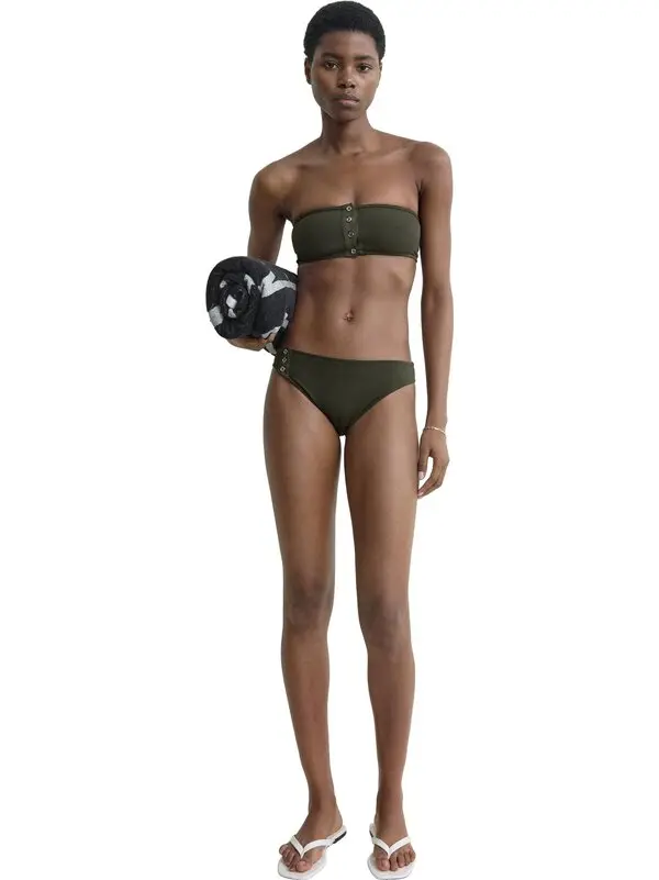 TOTEME Ribbed Strapless Bandeau Bikini Top - Dark Green