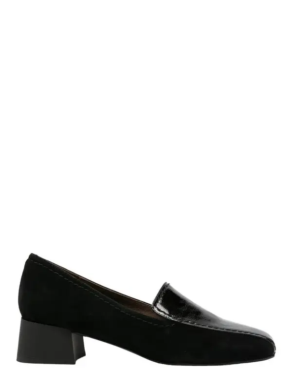 LINDA BAUMANN Patent-effect Block Heel Pumps - Black