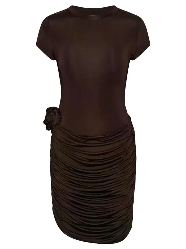 ROTATE BY BIRGER CHRISTENSEN Draped Flower Mini Dress - Brown