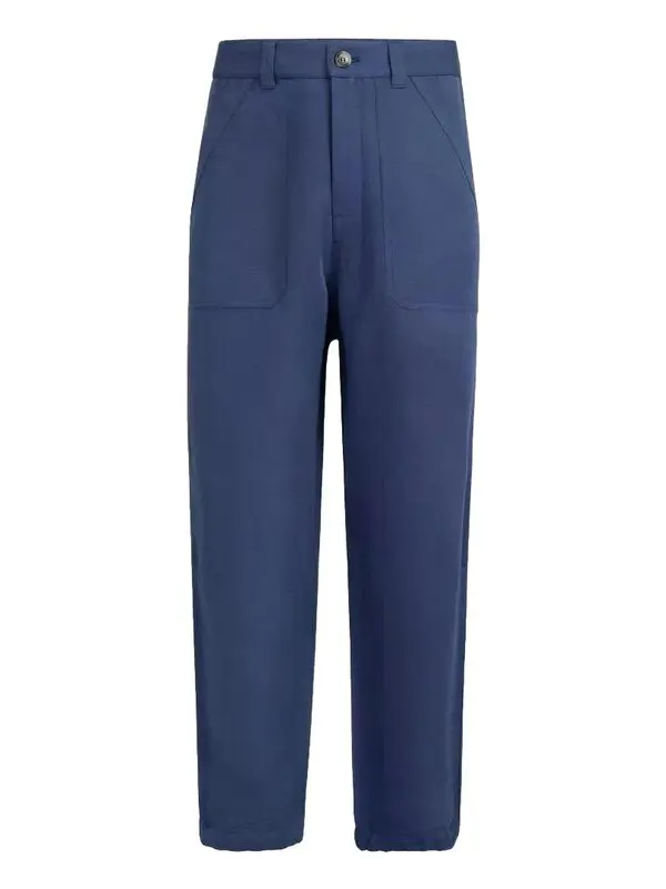 Brunello Cucinelli Linen And Cotton Drill Trousers With Patch Pockets - Blue