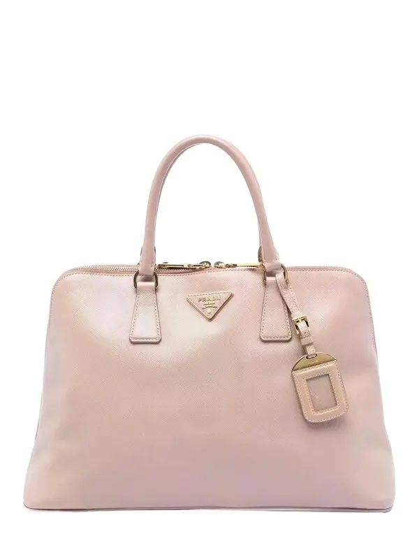 Prada Large Saffiano Lux Promenade Satchel - Brown