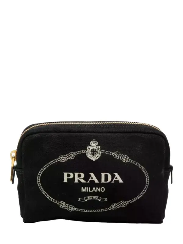 Prada Canvas Canapa Logo Pouch - Black