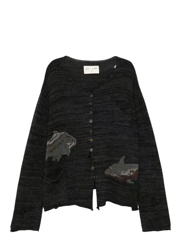 GG IN RED Graphic Cardigan - Brown