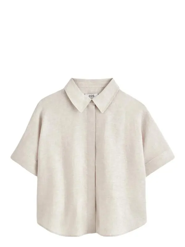 Cos Oversized Short-sleeved Linen Shirt - Beige