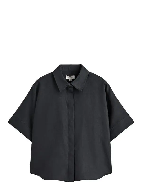 Cos Oversized Linen Shirt - Black