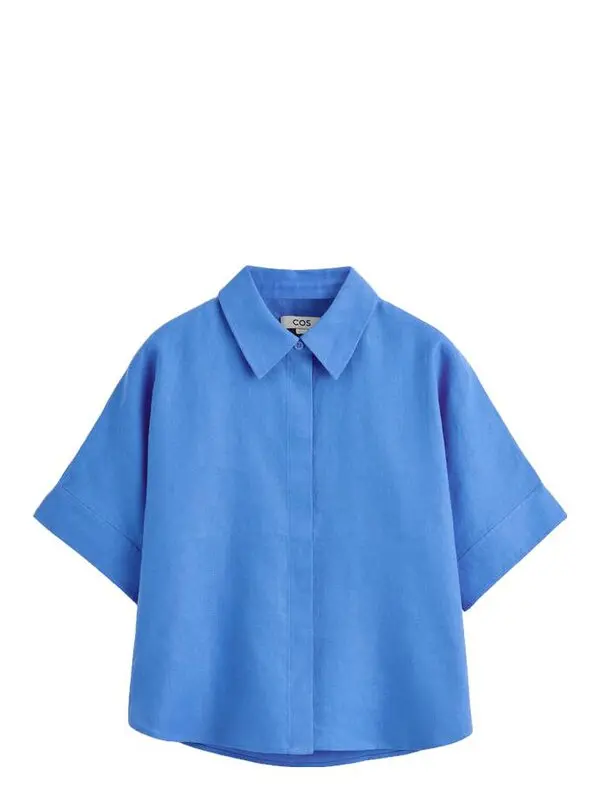 Cos Oversized Linen Shirt - Blue