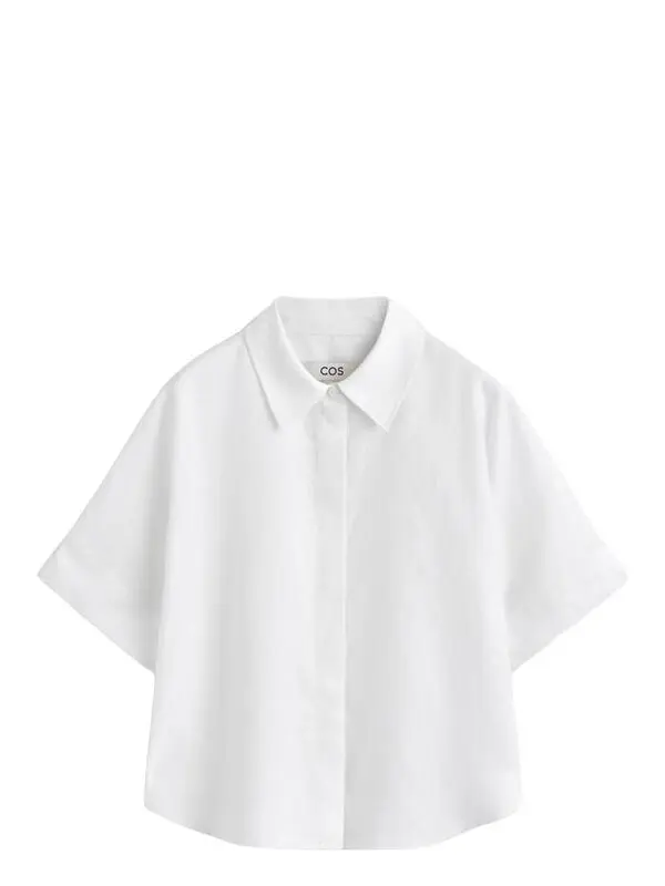 Cos Oversized Short-sleeved Linen Shirt - White