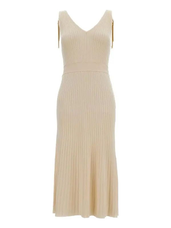 Elisabetta Franchi Rib-knit Maxi Dress - Beige