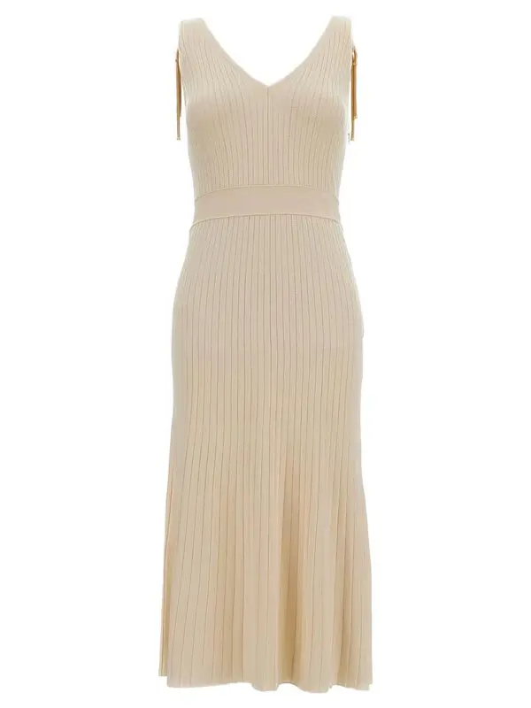 Elisabetta Franchi Rib-knit Maxi Dress - Beige