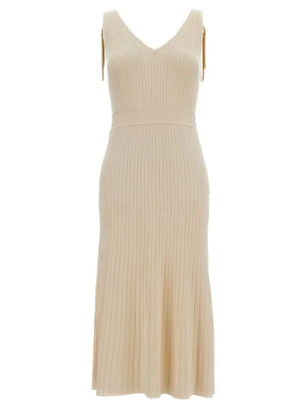Elisabetta Franchi Rib-knit Maxi Dress - Beige