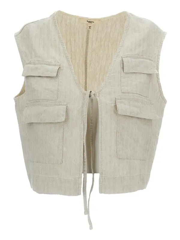 Barena Venezia Herringbone-effect Linen-blend Gilet - Beige