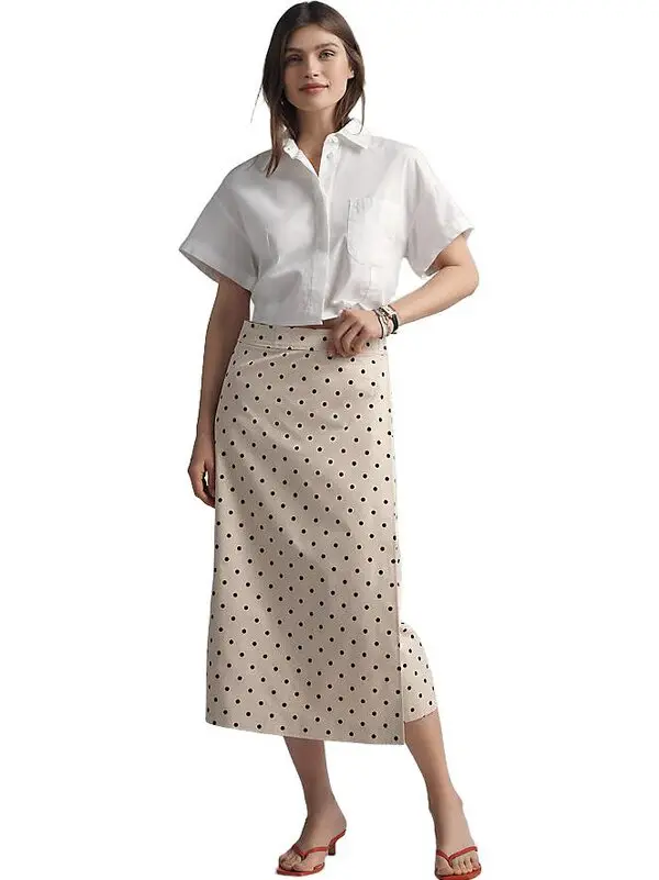 HOSBJERG Bridget Midi Skirt - Off White Polka Dot
