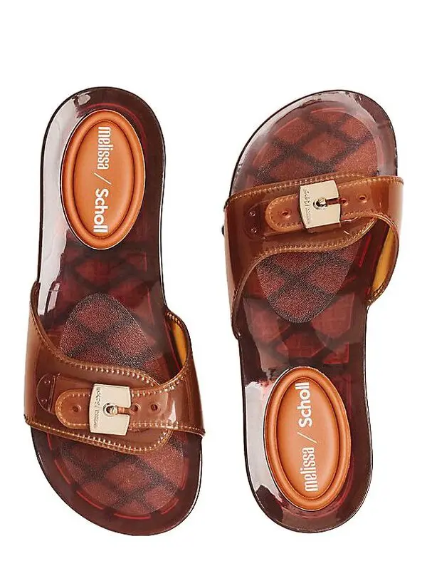 Melissa X Dr. Scholl's Pescura Jelly Slide Sandals - Brown