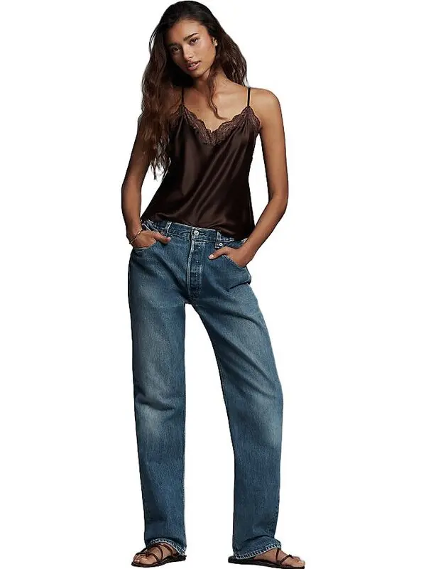 ALIGRACE Side Scrunch Low-rise Straight-leg Jeans - Med/dark