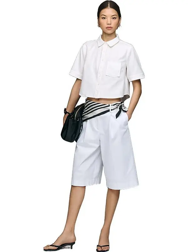Maeve Pleated Scarf Shorts Pants - White