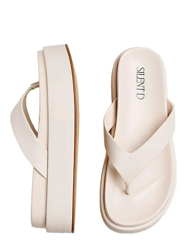 SILENT D Tamarah Platform Thong Sandals - Cream Leather