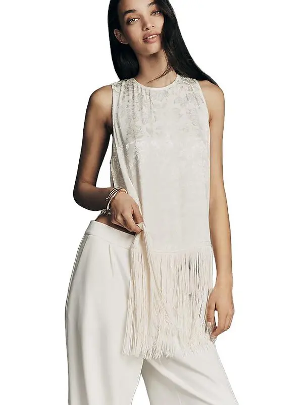 4si3nna Sleeveless Fringe Top - White