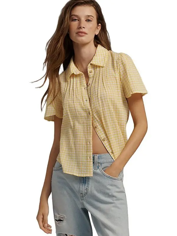 PILCRO Cotton Buttondown Blouse - Yellow Stripe