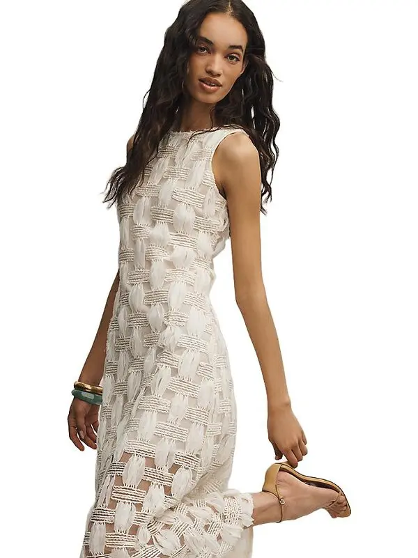 Endless Rose Sleeveless Textured Column Dress - Ivory