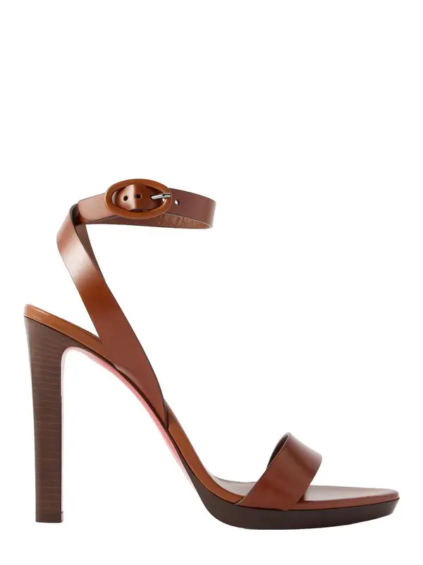 CHRISTIAN LOUBOUTIN Fanny Leather Platform Sandals - Brown