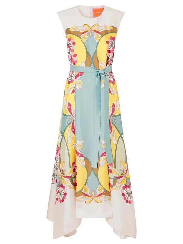 La DoubleJ San Carlo Belted Printed Silk Maxi Dress - Multi