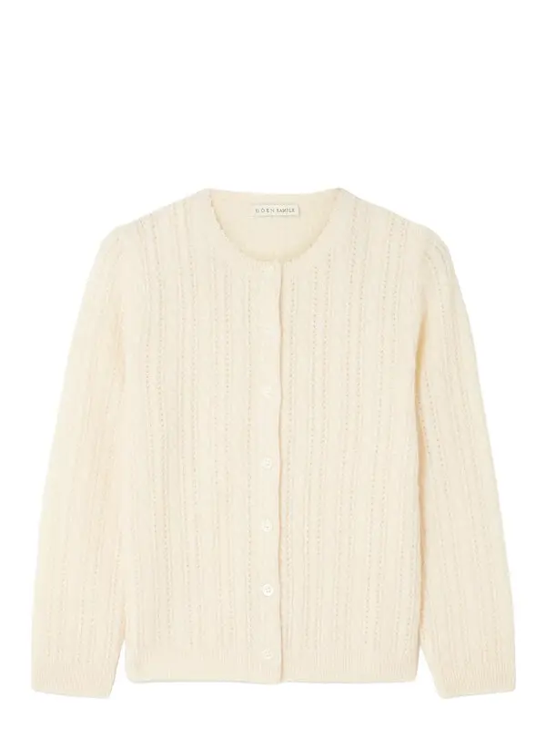 DÔEN Danae Cropped Cable-knit Cashmere Cardigan - Neutrals