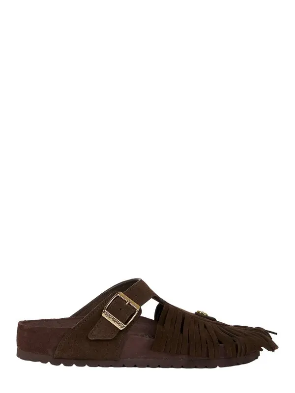 BIRKENSTOCK X Etro Gizeh Fringed Suede Sandals - Brown