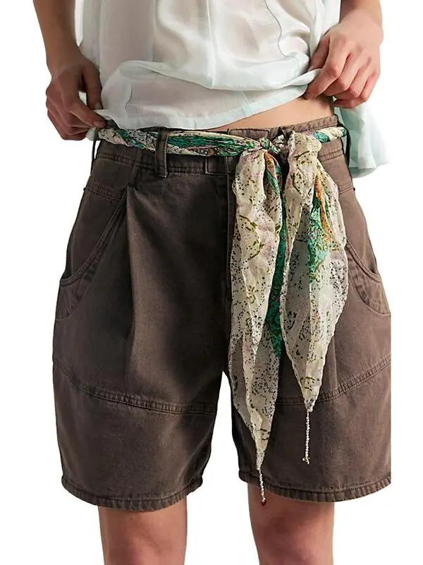 Free People Wild Rebel Barrel Shorts - Teak