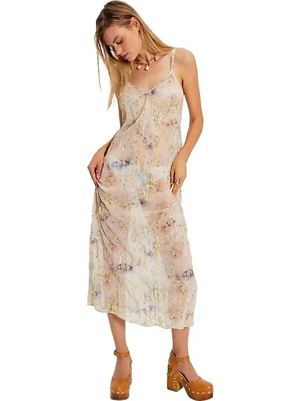Anna Sui Oasis Bloom Midi Slip Dress - Corn