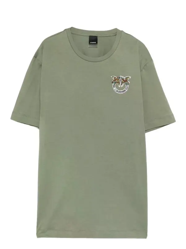 Pinko Embroidered Cotton Jersey T-shirt - Green