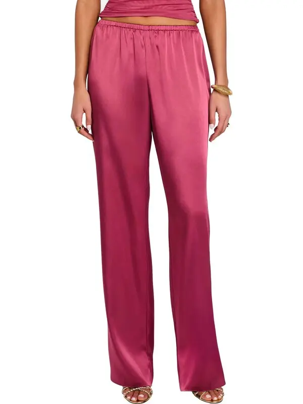 SEROYA Lillian Satin Pant - Sangria