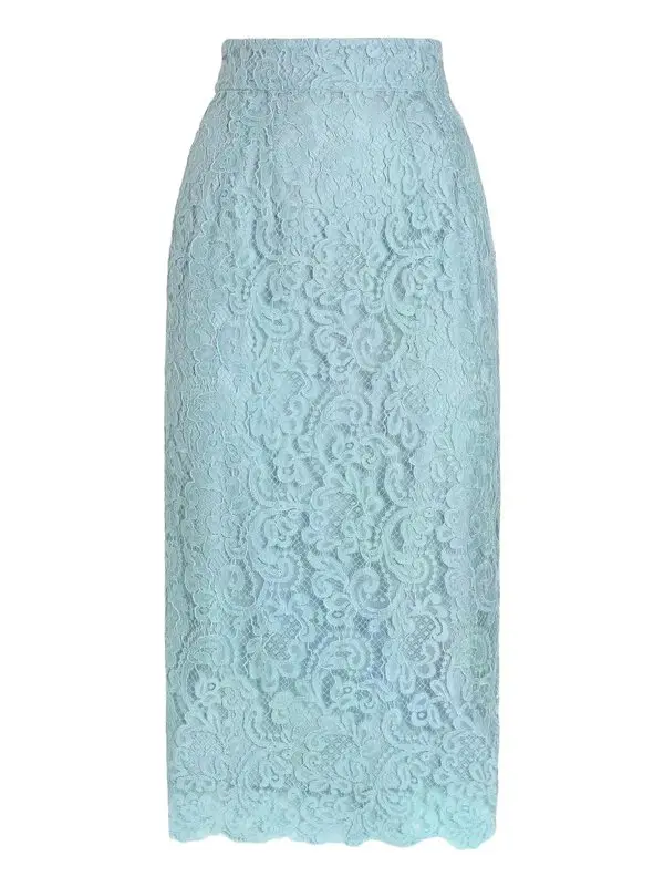 Dolce & Gabbana Lace Midi Skirt - Blue