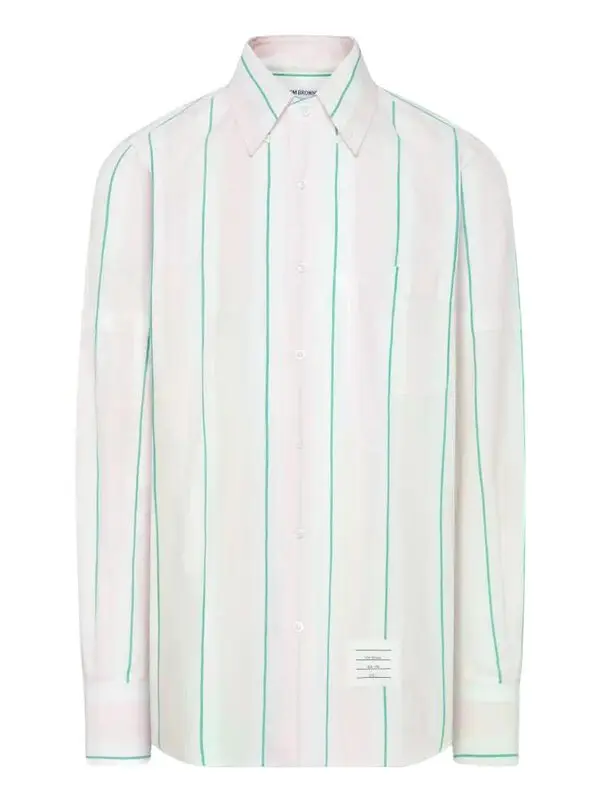 Thom Browne Striped Cotton Shirt - Pink