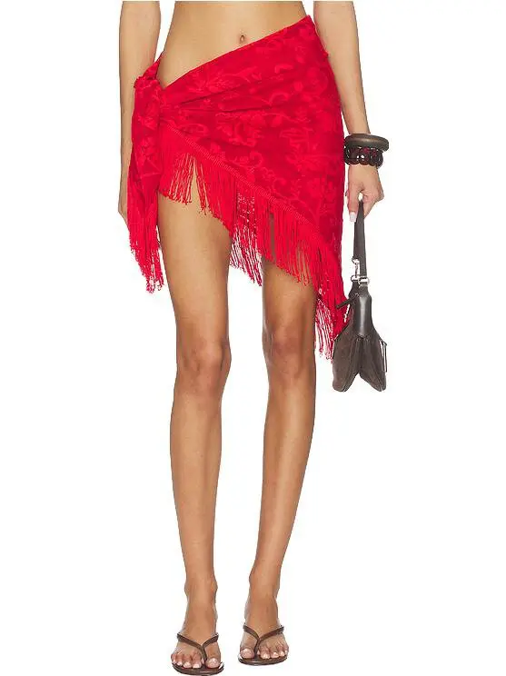 SNDYS. Lace Wrap Skirt - Red
