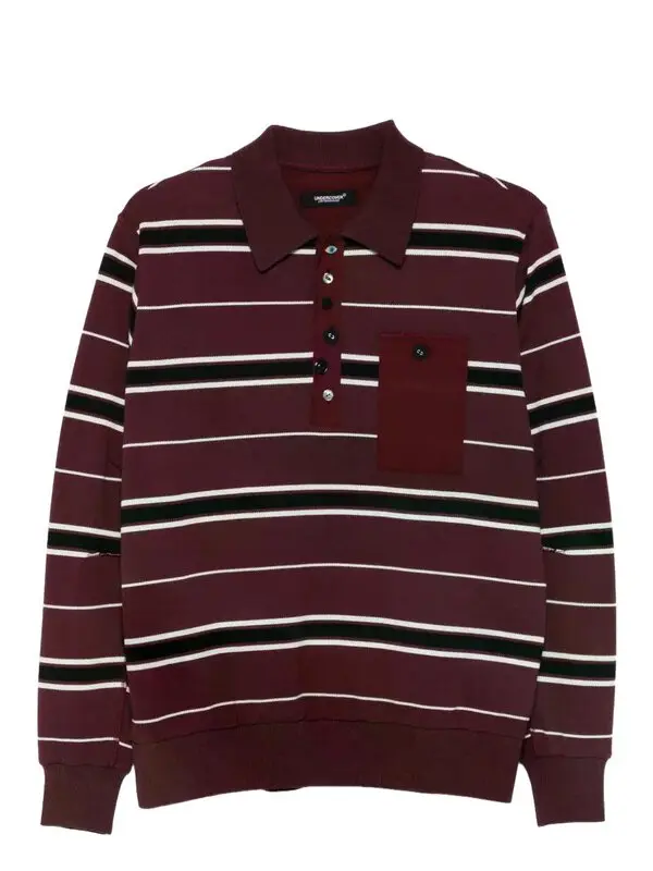 Undercover Striped Chest-pocket Polo Shirt - Red