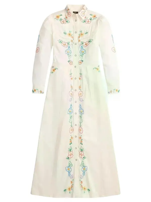 Ralph Lauren Floral-embroidered Midi Dress - Neutrals
