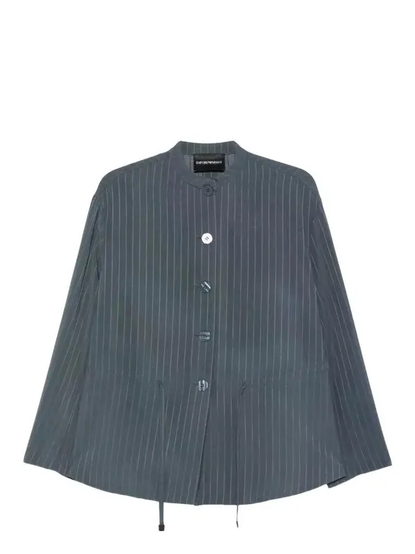 Emporio Armani Pinstripe Button-up Jacket - Blue