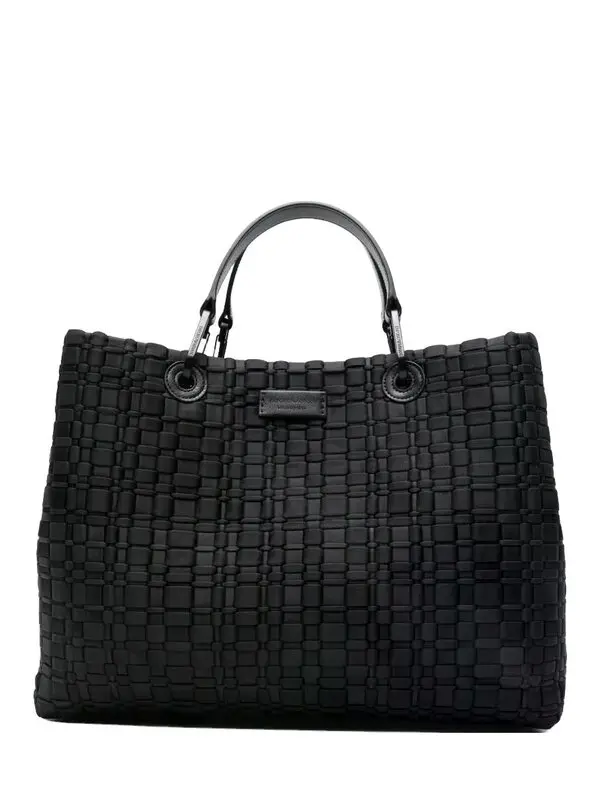 Emporio Armani Woven Top-handle Tote Bag - Black