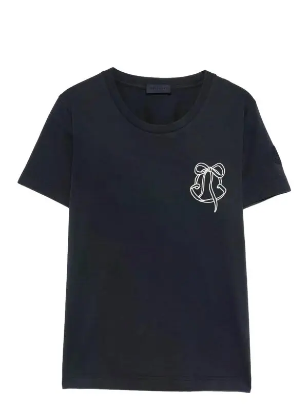 Moncler T-shirt With Embroidery - Blue