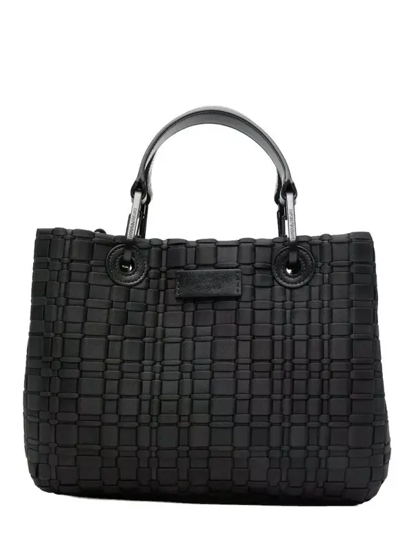 Emporio Armani Woven Top Handle Tote - Black