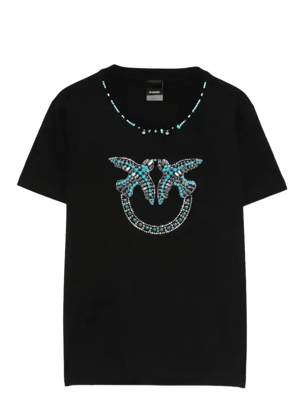 Pinko Beaded Embellished T-shirt - Black