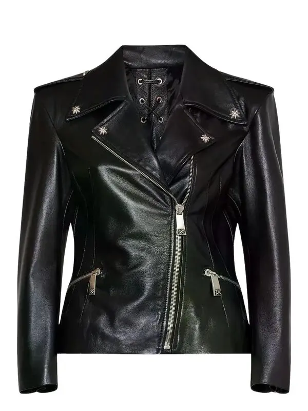 John Richmond Lace-up Biker Jacket - Black