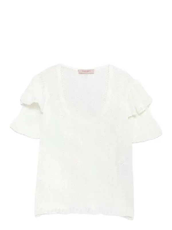 TWINSET Ruffled T-shirt - White