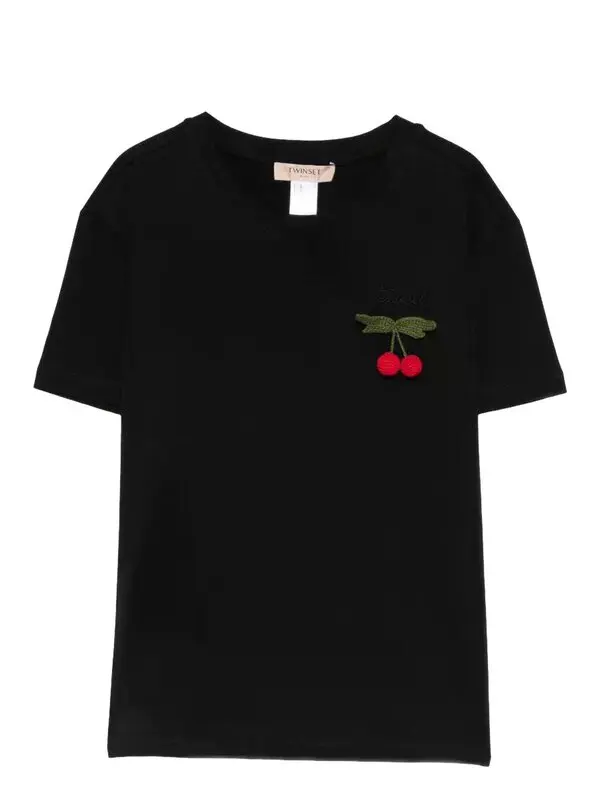 TWINSET T-shirt With Cherry Applique - Black